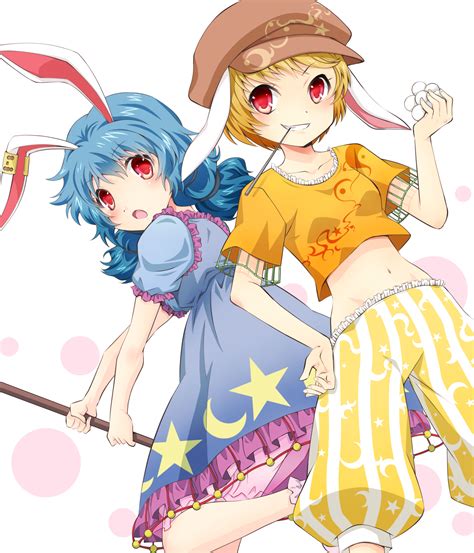 Safebooru 2girls Animal Ears Back To Back Blonde Hair Bloomers Blue