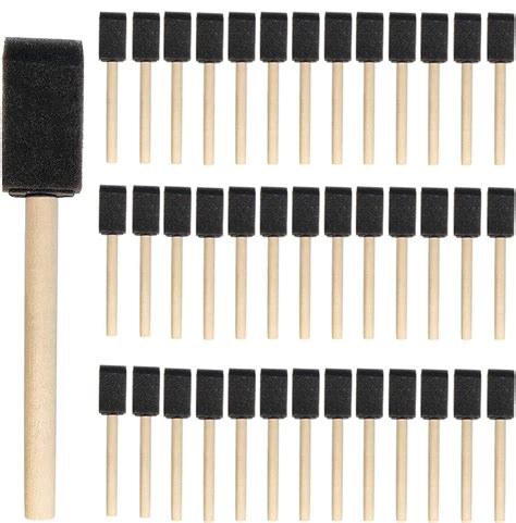 75Pcs Foam Paint Brush,1 Inch Paint Sponge Brush, Wood Handle Paint Brush Set for , Stains ...