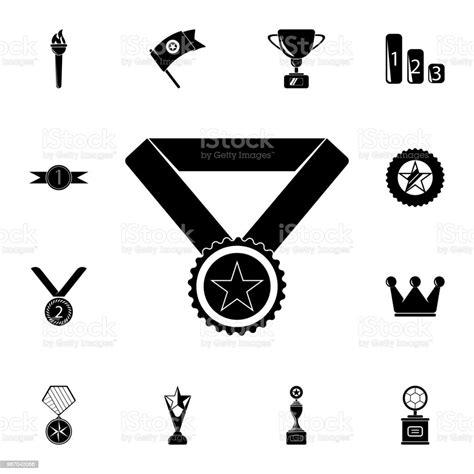 스포츠 스타 아이콘으로 메달 Sucsess와 상 아이콘의 자세한 설정 합니다 프리미엄 품질 그래픽 디자인 부호입니다 웹사이트 웹