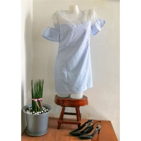 Korean Loose Sexy See Through Blue Dress Large Shopee Philippines