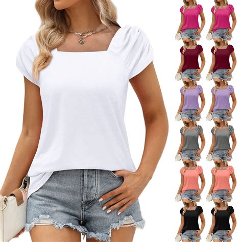 Aboser Womens Summer Shirts Trendy Puff Short Sleeve T Shirt Casual