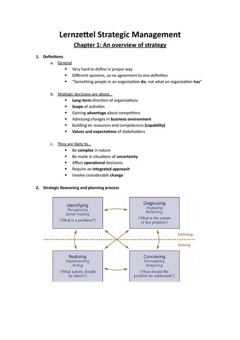 Lernzettel Strategic Management An Overview Of Strategy Lernzettel