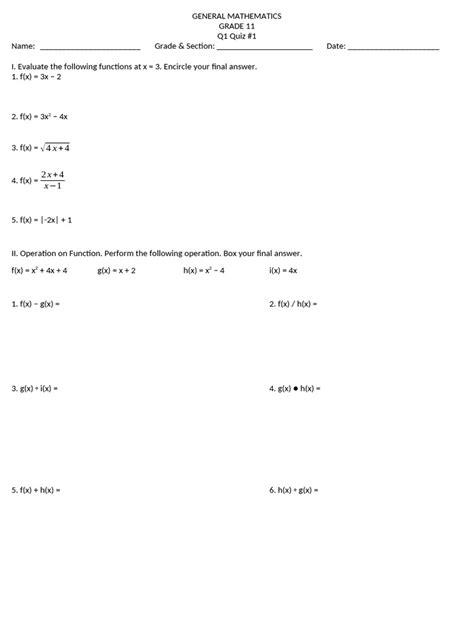 Gen Math Q1 Quiz 1 Pdf