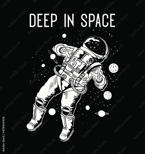 Astronaut Exploring Outer Space Cosmonaut In Spacesuit Performing Extravehicular Activity Or