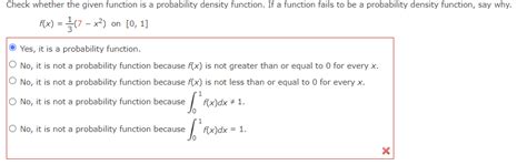Solved Check Whether The Given Function Is A Probability Chegg Com