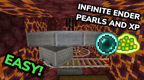 The Inside Of A Minecraft Tunnel With Text Overlaying It That Reads Infinite Ender Pearls And Xpp