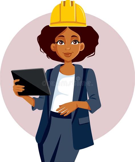 Female Engineer With Hard Hat And Tablet Vector Illustration Stock Illustration Illustration