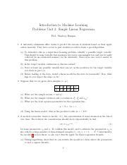 Prob Simp Lin Reg Pdf Introduction To Machine Learning Problems Unit Simple Linear