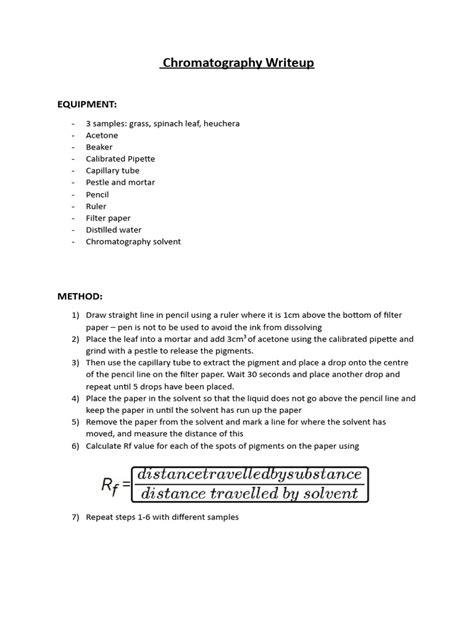 Biology Aqa A Level Required Practical Chromatography Writeup