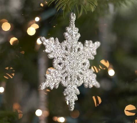 German Glitter Snowflake Ornaments Set Of 6 Pottery Barn
