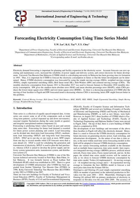 Pdf Forecasting Electricity Consumption Using Time Series Model
