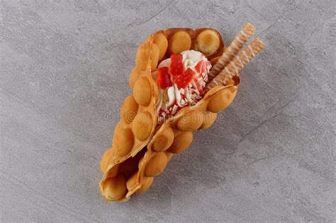 Delicious Sweet Bubble Waffle On Table Stock Image Image Of Sweet