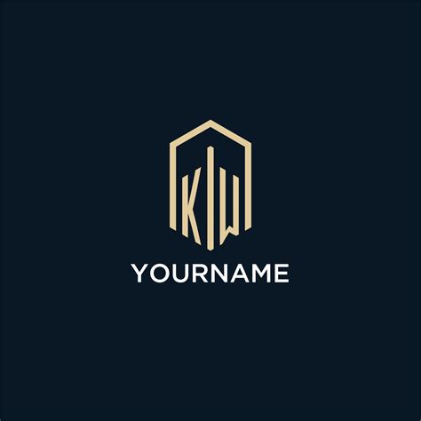 KW Initial Monogram Logo With Hexagonal Shape Style Real Estate Logo