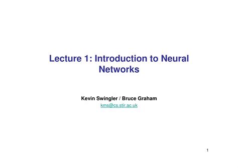 Pdf Lecture 1 Introduction To Neural Networks 1 Introduction To