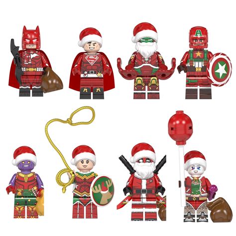 8 Pcs Superhero Action Figures Assembled Building Blocks Iron Man