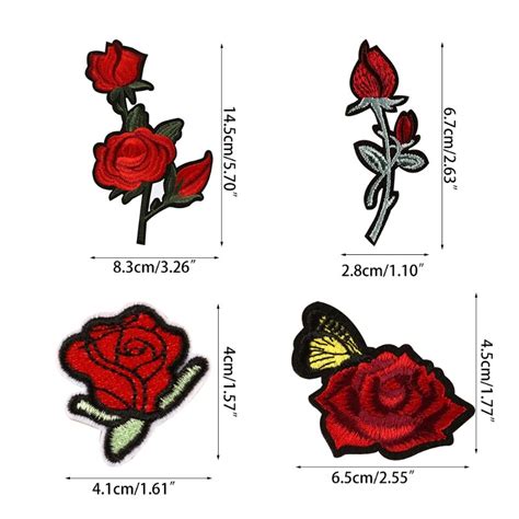 11pcs Assorted Rose Flower Patch Embroidered Iron Grandado