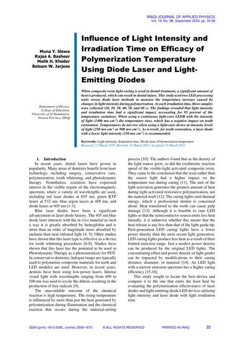 Pdf Influence Of Light Intensity And Irradiation Time On Efficacy Of