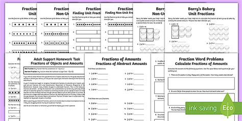 Year 3 Fractions Of Objects Homework Tasks With Adult Support Activity Pack