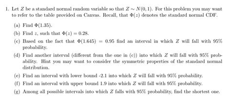 Solved Let Z Be A Standard Normal Random Variable So That Chegg