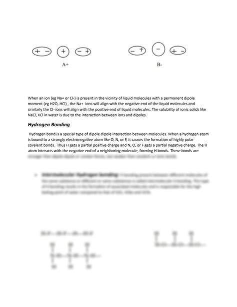 Solution Intermolecular Dipole Dipole Hydrogen Bonding Liquid State