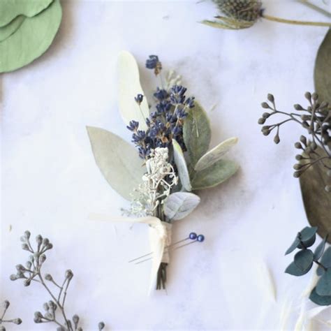 Eucalyptus Boutonniere Dried Flower Lapel Pin Woodland Etsy