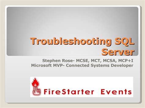 Troubleshooting Sql Server Ppt