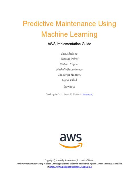 Predictive Maintenance Using Machine Learning Aws Implementation Guide