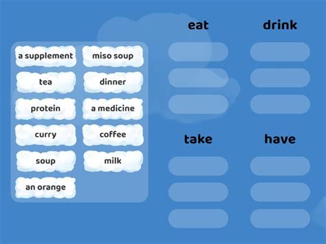 Collocation Verb Food Group Sort