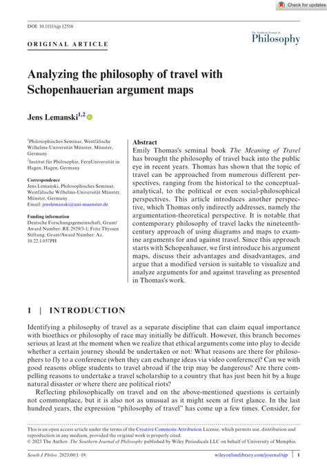 Pdf Analyzing The Philosophy Of Travel With Schopenhauerian Argument Maps