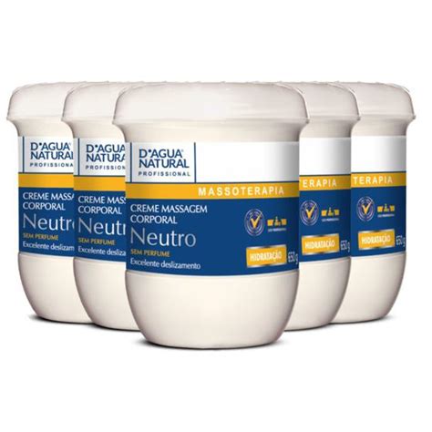 Kit 5un Creme Massagem Corporal Neutro 650g Dagua Natural Dagua