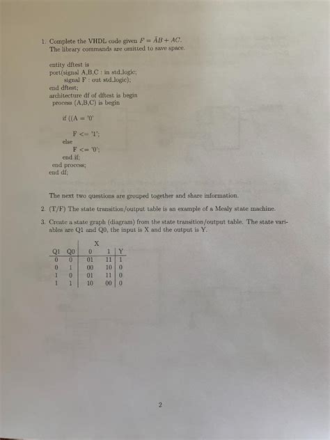 Solved Complete The VHDL Code Given F AB AC The Chegg Com