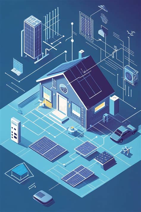 Interactive Style Infographic Of A Solar Home Setup With Energy Storage