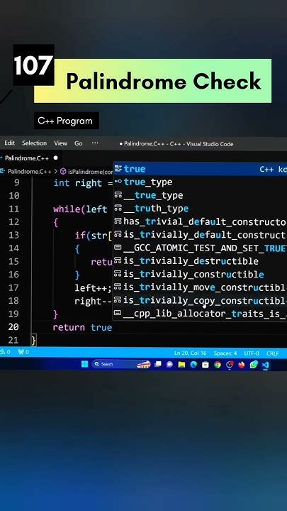 palindrome checker using c code leos shorts coding programming cpp youtube