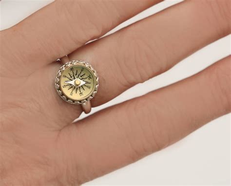 Sterling Silver Compass Ring Travel T Working Compass Etsy
