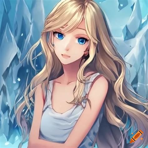 Anime Girl With Curly Blonde Hair And Blue Eyes
