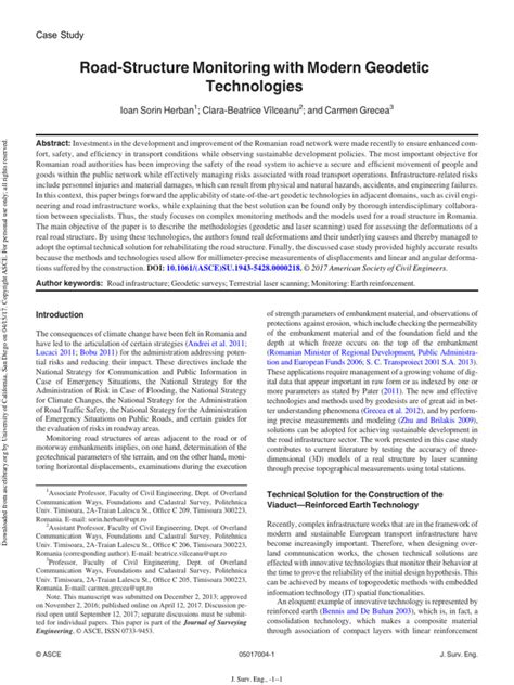 road structure monitoring with modern geodetic pdf surveying road