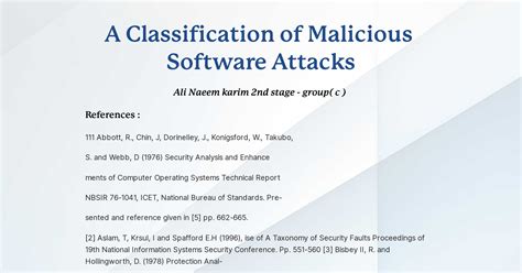 A Classification Of Malicious Software Attacks