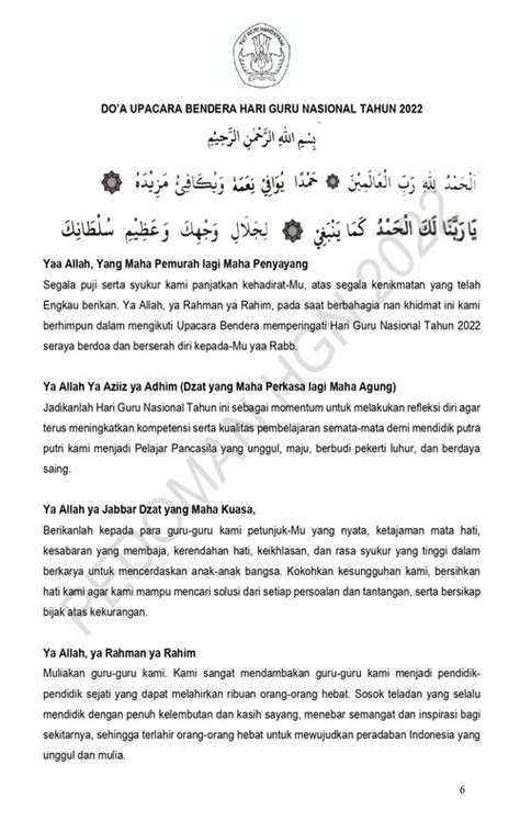 Doa Upacara Hari Senin Homecare24