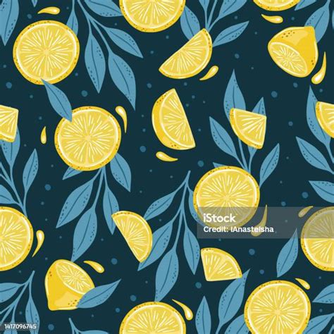 손으로 그린 레몬의 원활한 패턴 감귤류 과일 배경 섬유 벽지 포스터에 딱 맞습니다 0명에 대한 스톡 벡터 아트 및 기타 이미지 0명 감귤류 과일 건강한 식생활