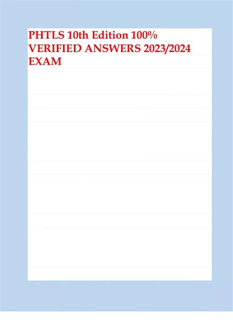 Phtls 10th Edition 100 Verified Answers Ati Course Stuvia Us
