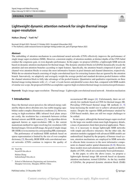 Lightweight Dynamic Attention Network For Single Thermal Image Super