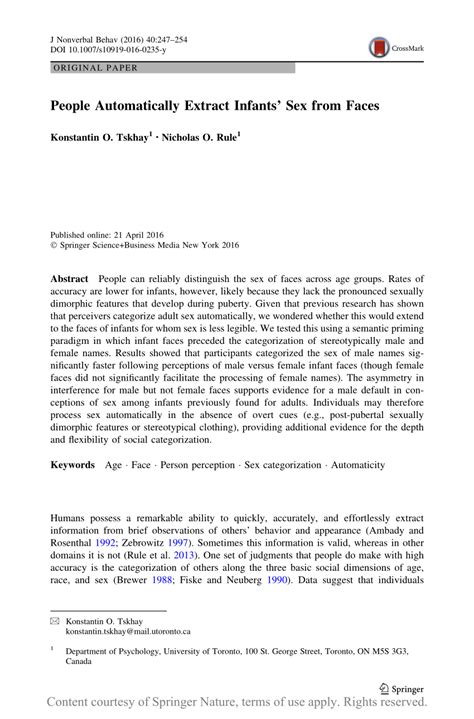 People Automatically Extract Infants Sex From Faces Request Pdf