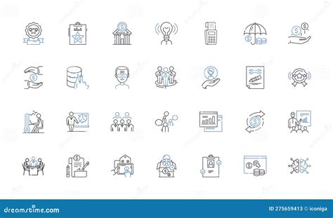 Fiscal Management Line Icons Collection Budgeting Forecasting Accounting Auditing Analysis