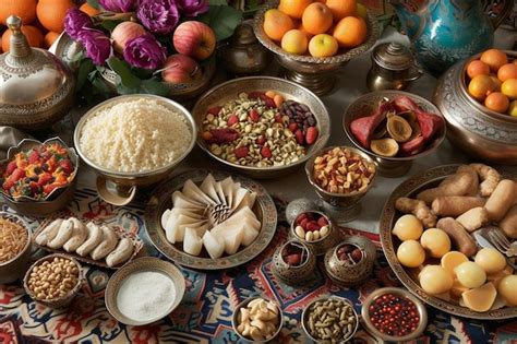 Premium Photo A Table Topped With Lots Of Different Types Of Food