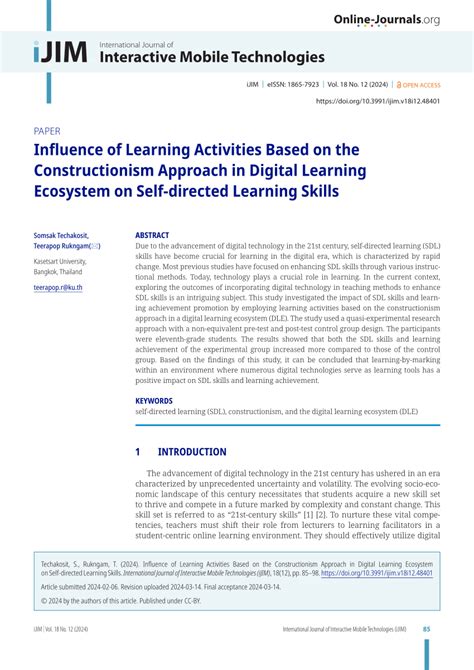 Pdf Influence Of Learning Activities Based On The Constructionism Approach In Digital Learning