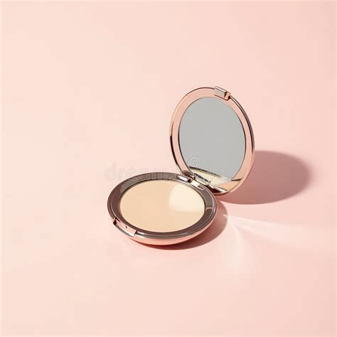 Chic And Contemporary Makeup Compact On Soft Pastel Background Stock