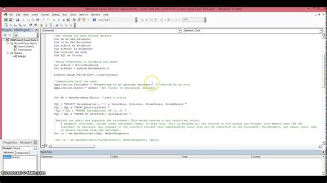 Load Data Into Excel From Access Using Excel Vba Youtube
