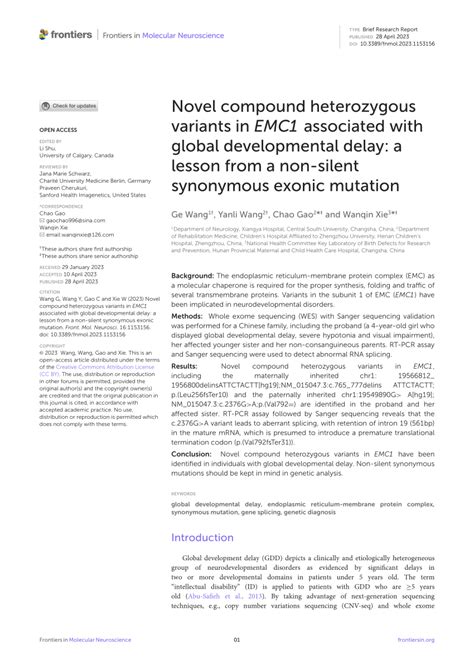 Pdf Novel Compound Heterozygous Variants In Emc1 Associated With
