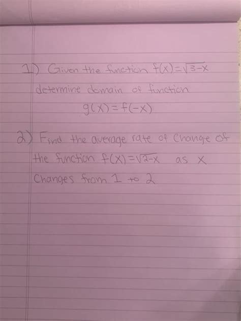 solved 1 given the function f x √3 x determine domain of