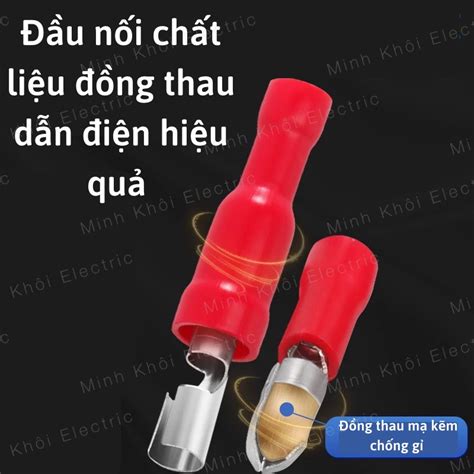 Mua 100 Cos Đầu Đạn đầu cos nối dây điện cốt đực cái cosse hình đầu đạn giắc cắm cách điện